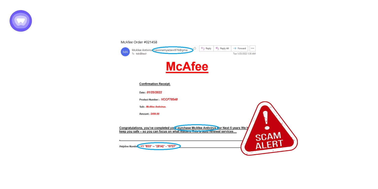 McAfee Scam Email - Did you receive an invoice from McAfee?